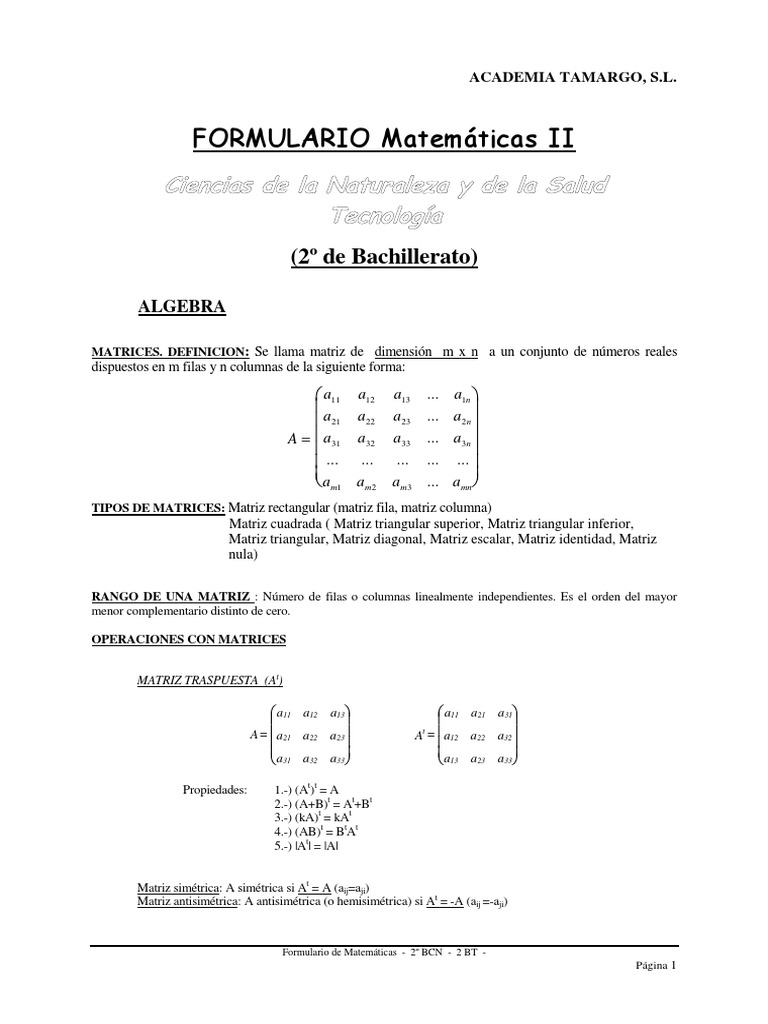 formulario-matematicas-2.pdf | Matriz (Matemáticas) | Integral