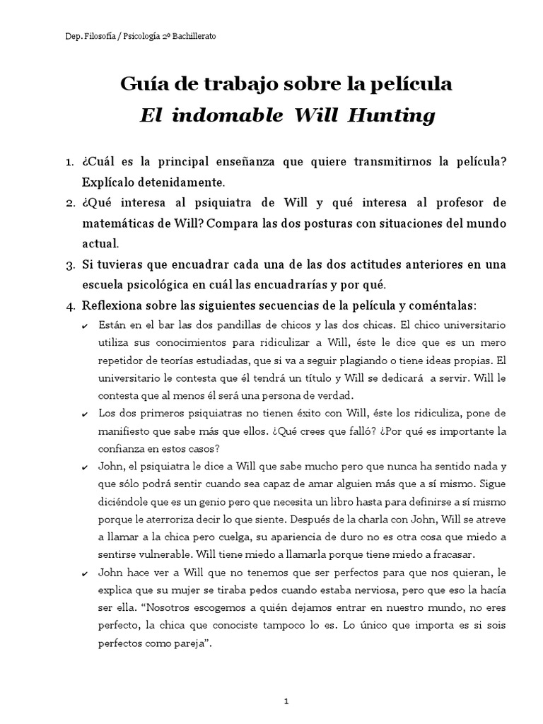 Análisis de "El indomable Will Hunting" | PDF