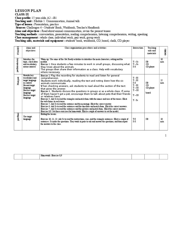 Animal Communication Lesson Plan | PDF | Reading Comprehension ...