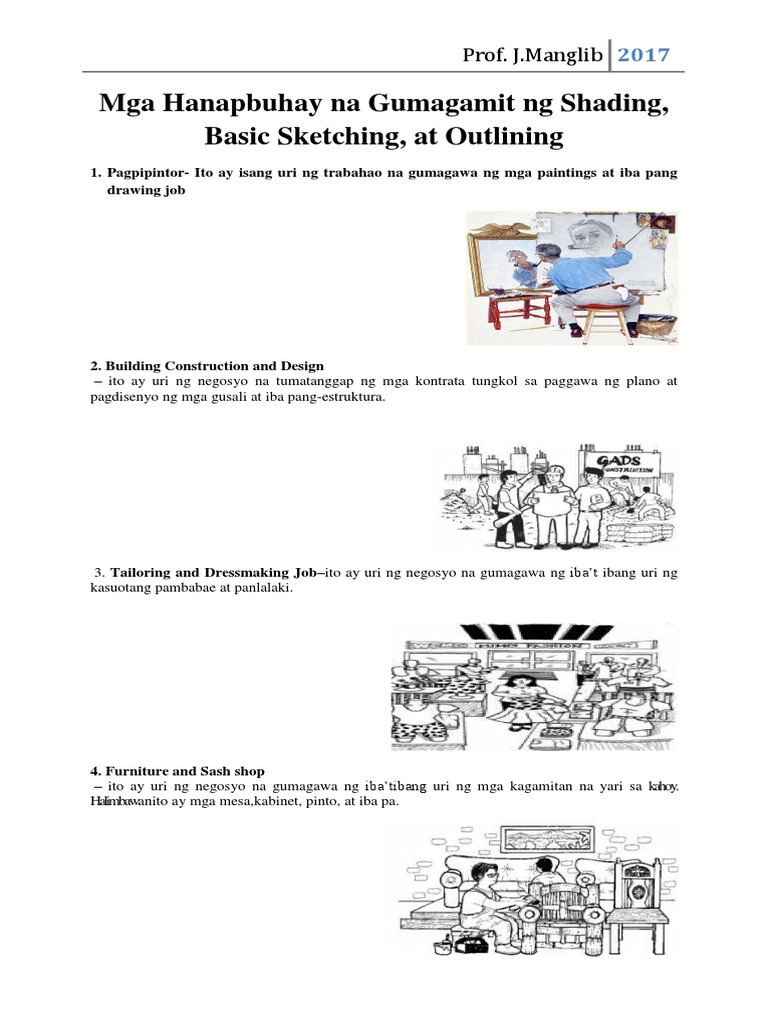 Mga Hanapbuhay Na Gumagamit Ng Shading