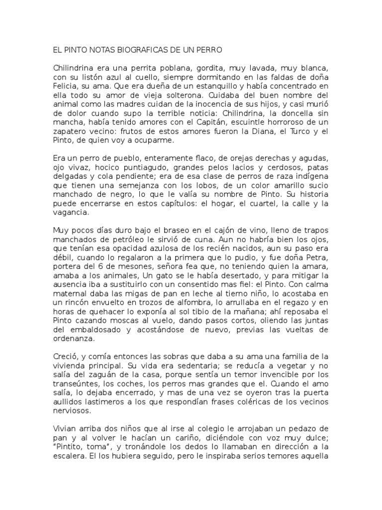 El Pinto Notas Biograficas de Un Perro | PDF | Alimentos