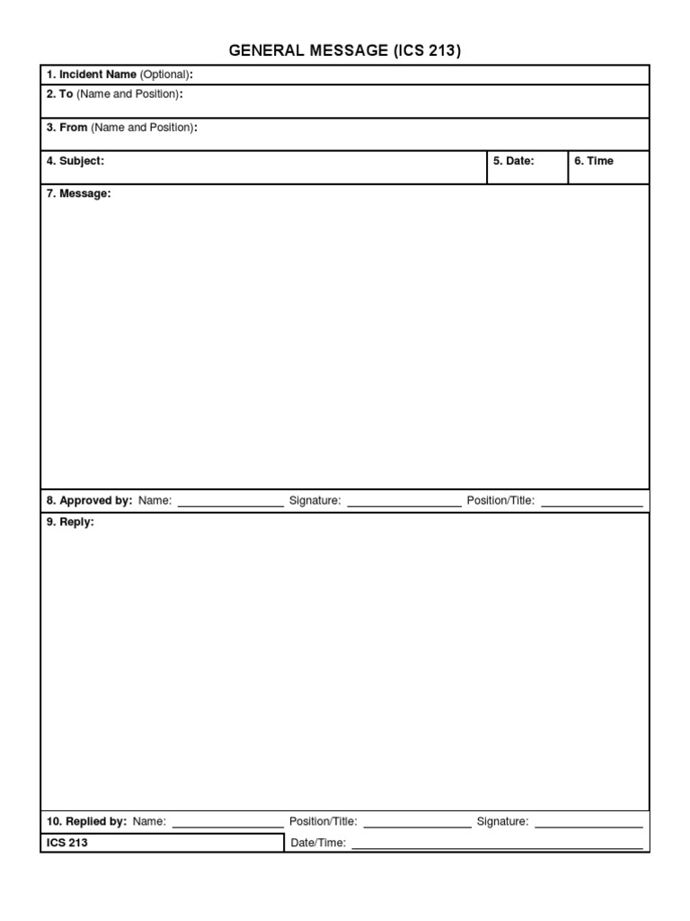 Ics-213 General Message | PDF | Incident Command System | Communication