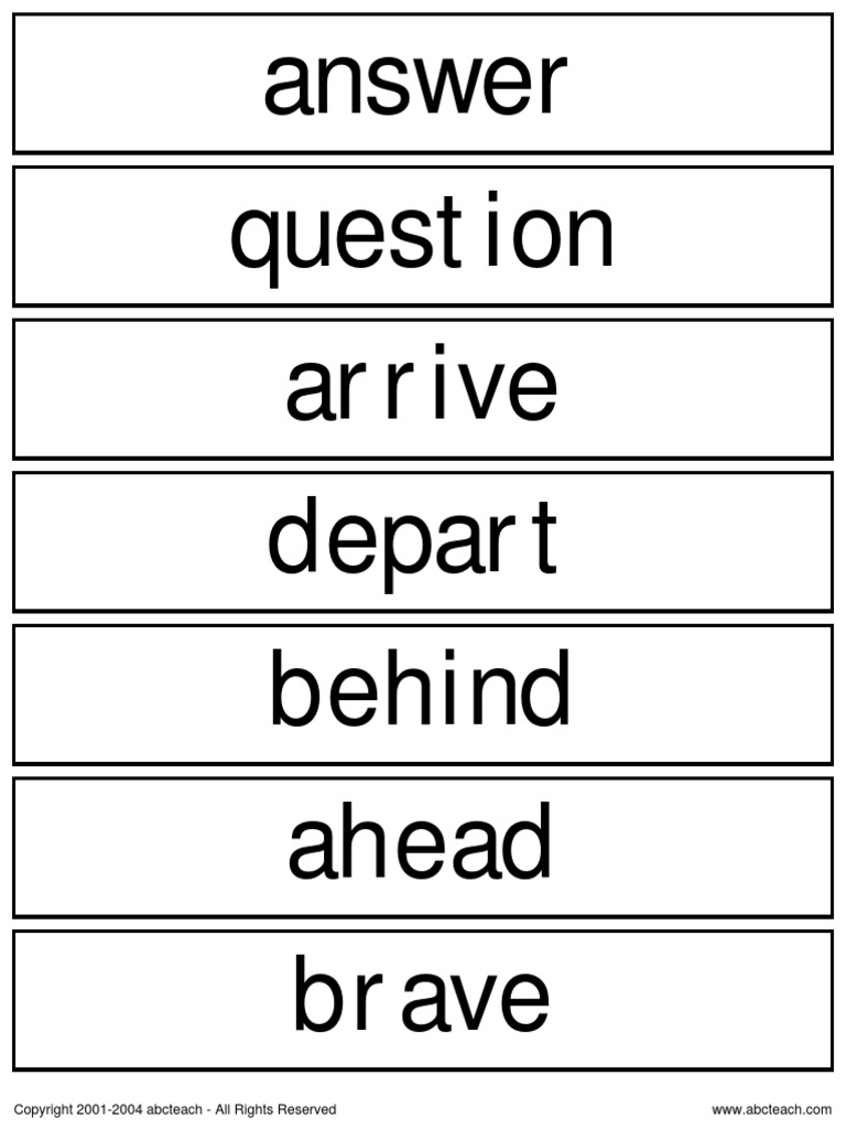 Word Wall - Opposites Advanced | PDF
