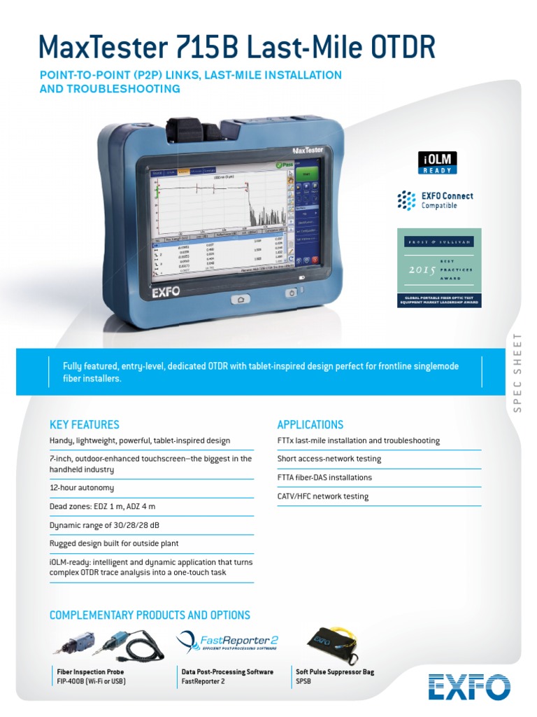 EXFO Spec-Sheet MaxTester-715B v5 en | PDF | Optical Fiber | Wi Fi