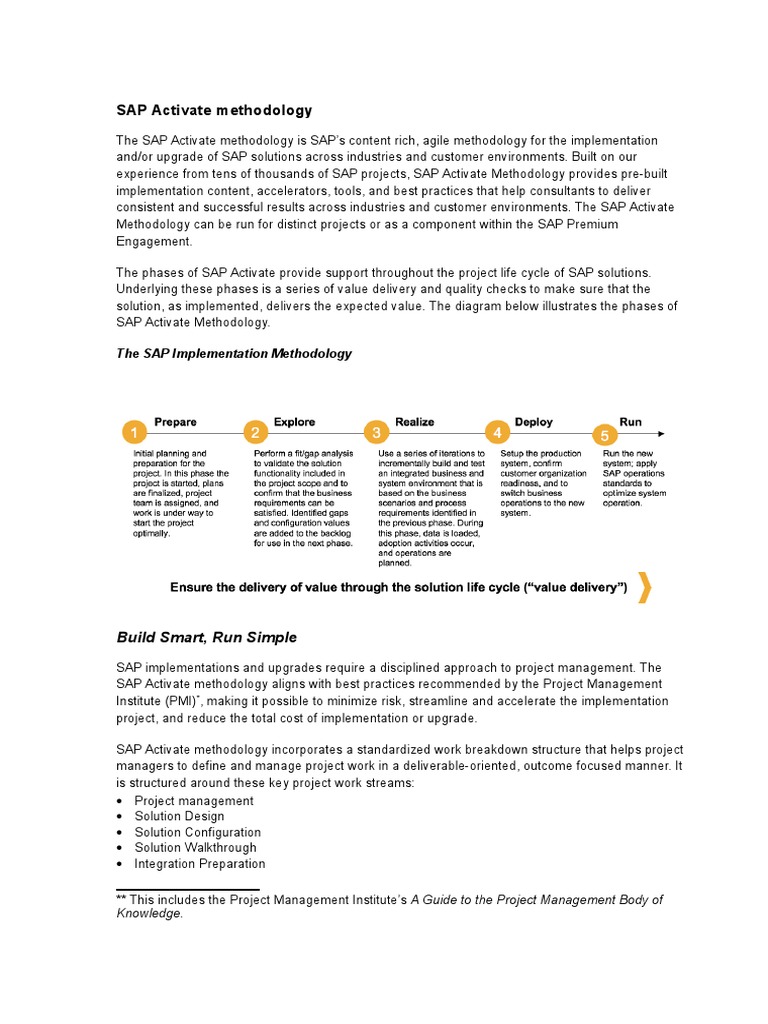 SAP Activate Methodology Overview | PDF | Project Management | Business ...
