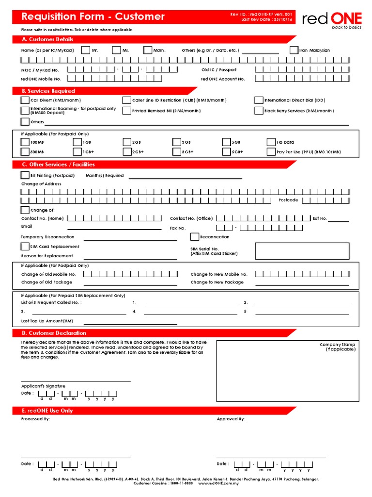 RedOne Requisition Form 2016 | PDF | Subscriber Identity Module ...