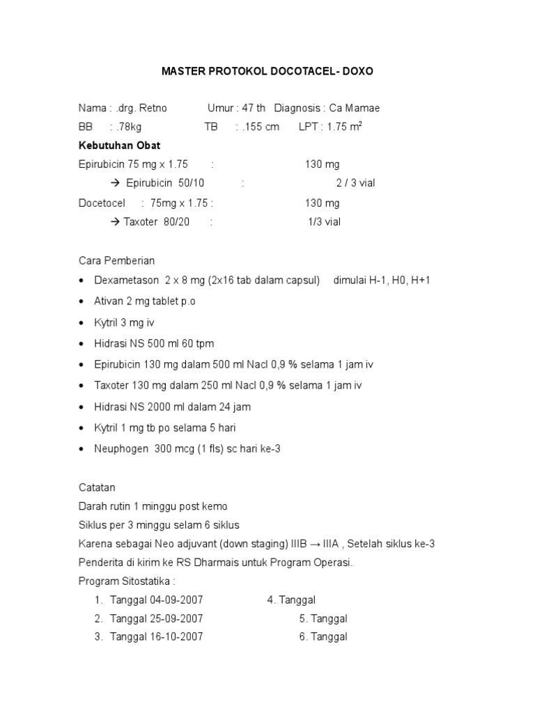 Protokol Kemoterapi Docetaxel-Doxo | PDF