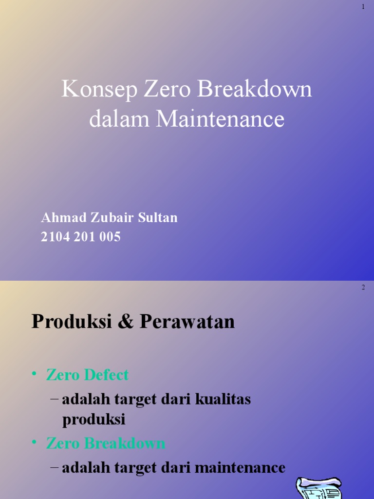 Konsep Zero Breakdown dalam Maintenance | PDF