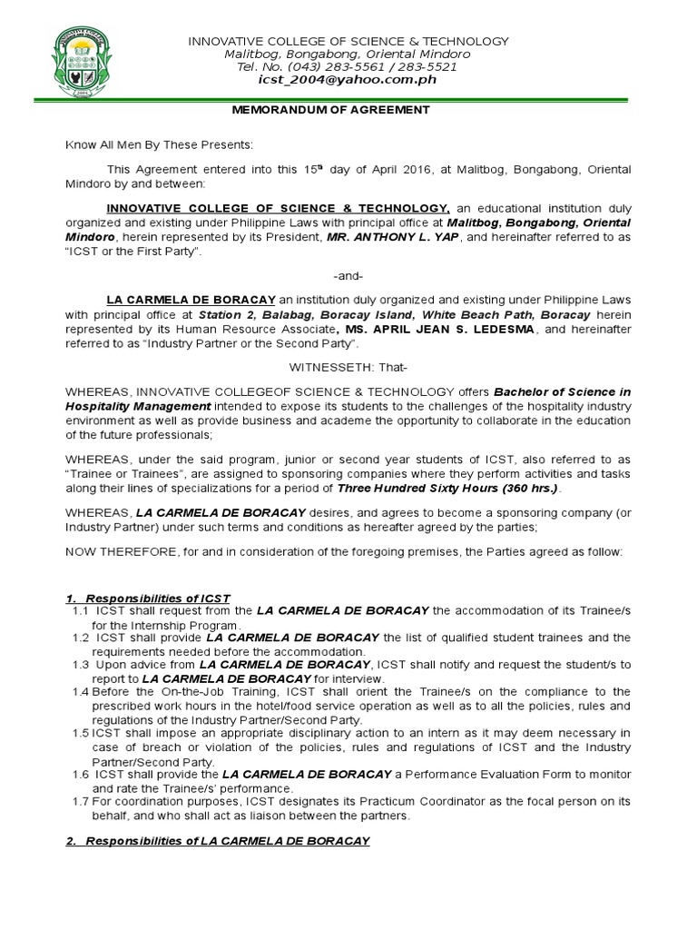 Moa BSHM Bsba Bsit Practicum | PDF | Internship | Job Hunting