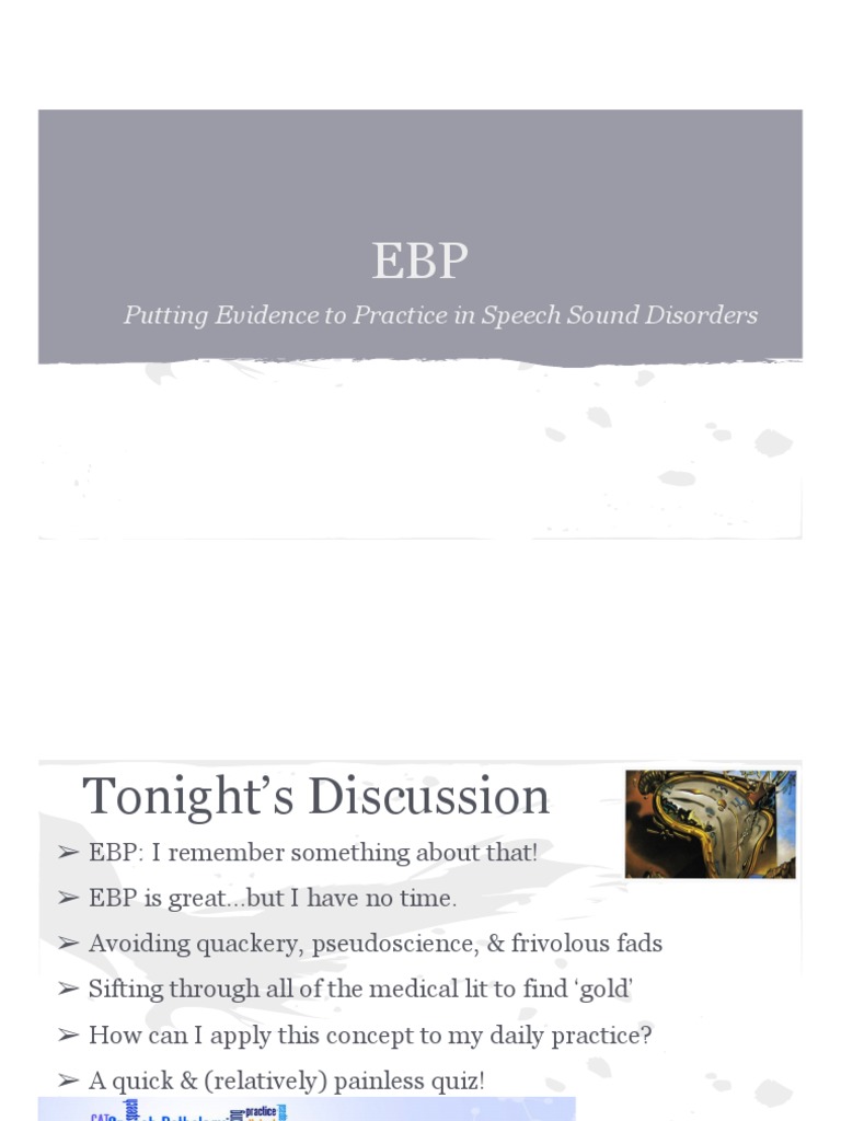 Evidence-Based Practice in Speech Disorders | PDF | Speech Language ...