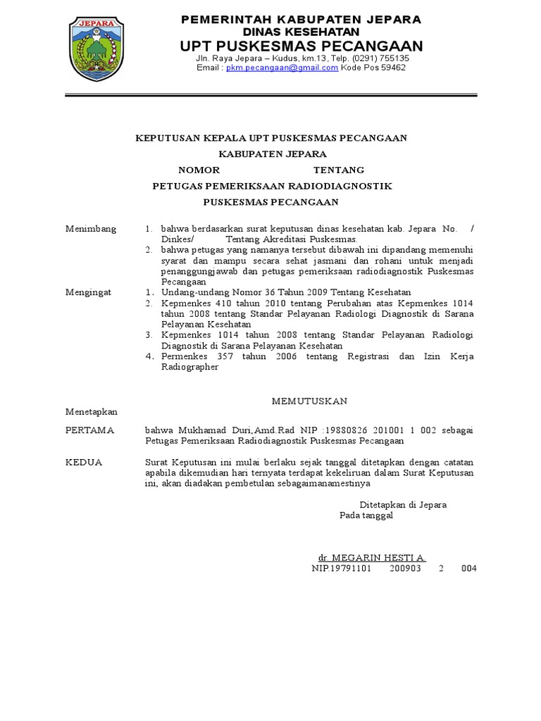SK Petugas Radiologi | PDF | Pengembangan Diri | Kesehatan Holistik