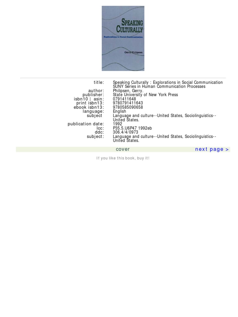 (SUNY Series in Human Communication Processes) Gerry Philipsen-Speaking ...