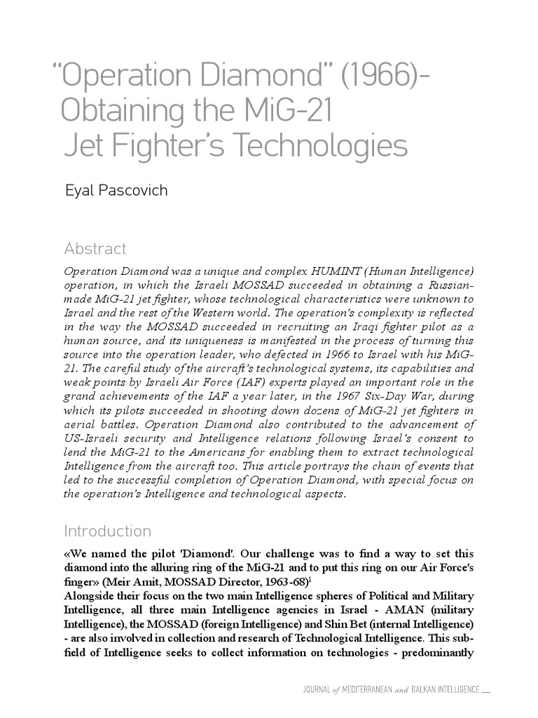 1966 Operation Diamond Israel Acquires MIG 21 | PDF | Mossad | Six Day War