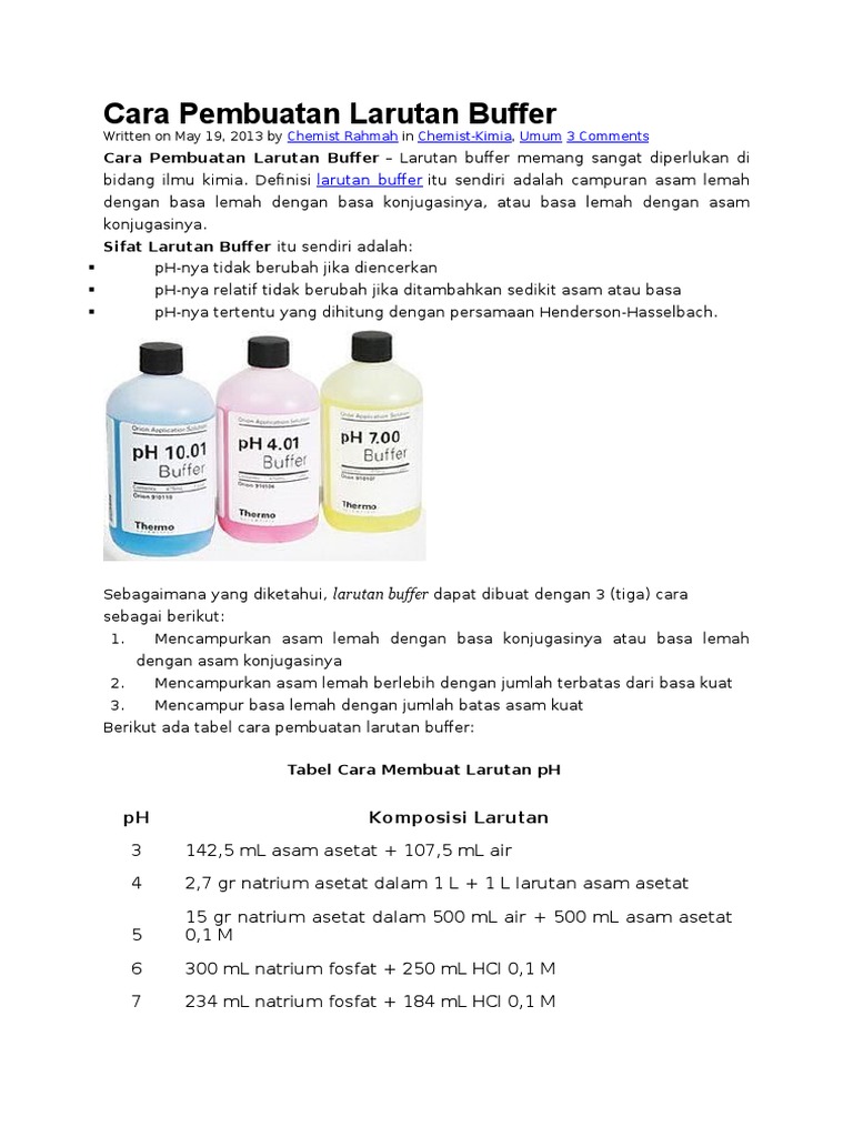 Cara Pembuatan Larutan Buffer | PDF