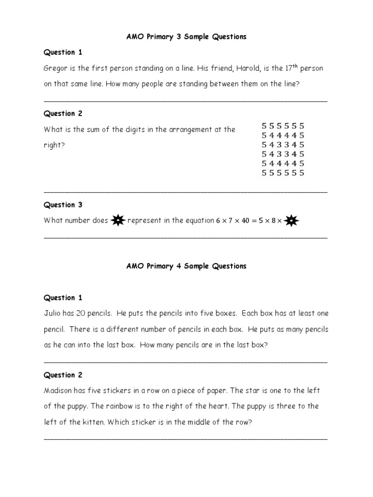 AMO Sample Problems PDF | PDF | Triangle | Numbers