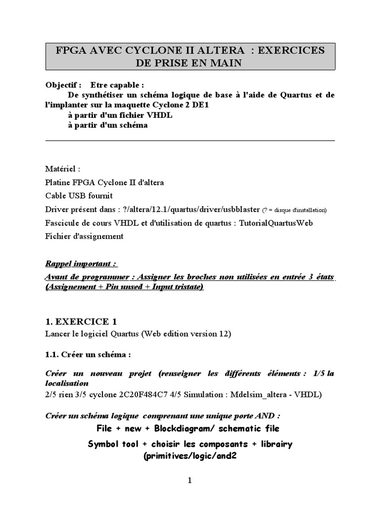 TP Prise en Main | PDF | VHDL | Circuit logique programmable