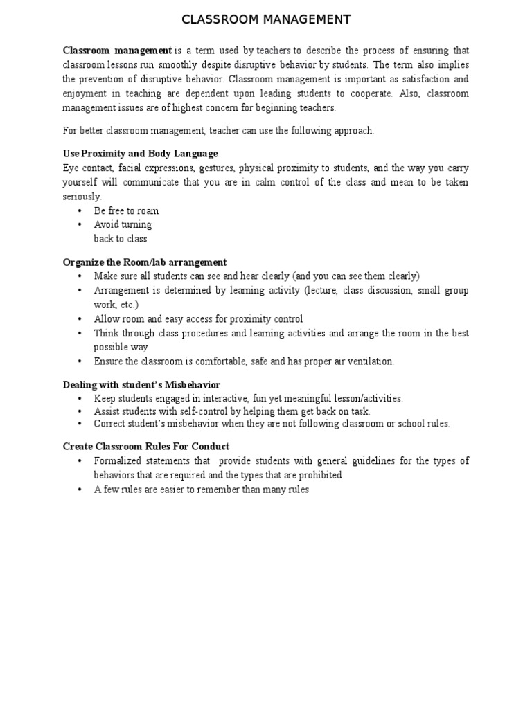 Proximity Control in Classroom Management | PDF