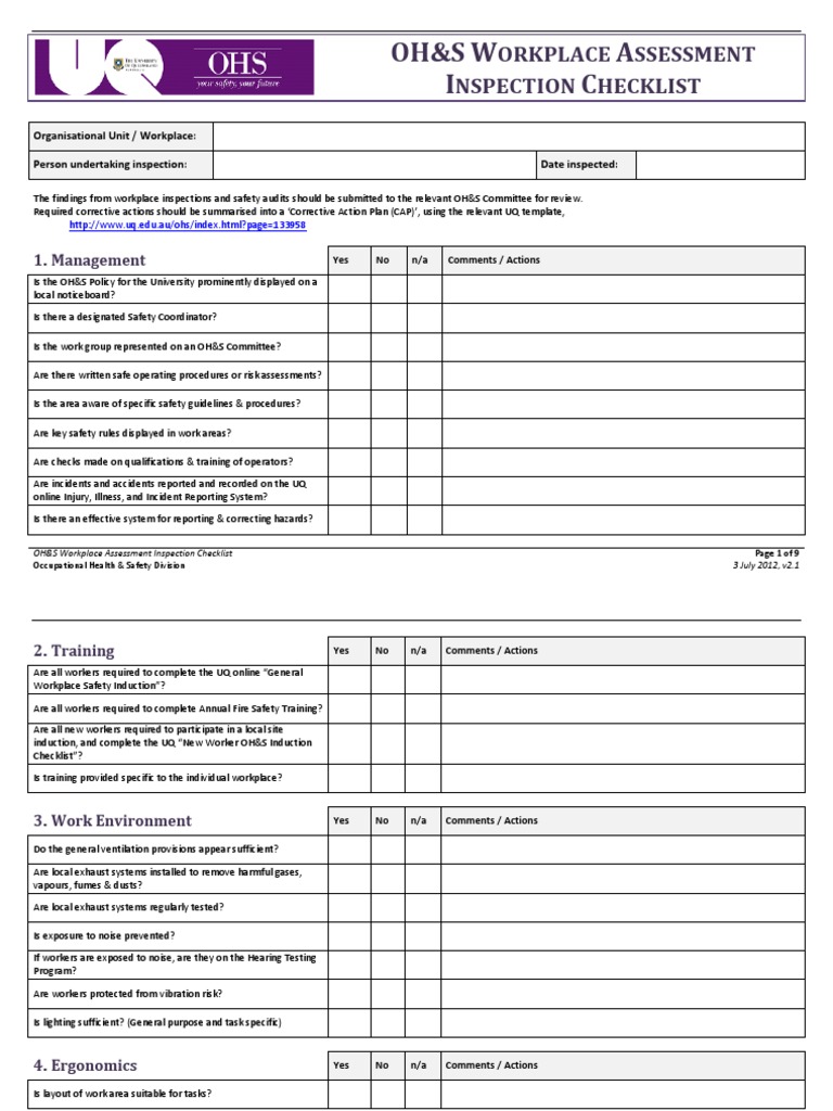OH&S Inspection Guide | PDF | Personal Protective Equipment | Occupational Safety And Health
