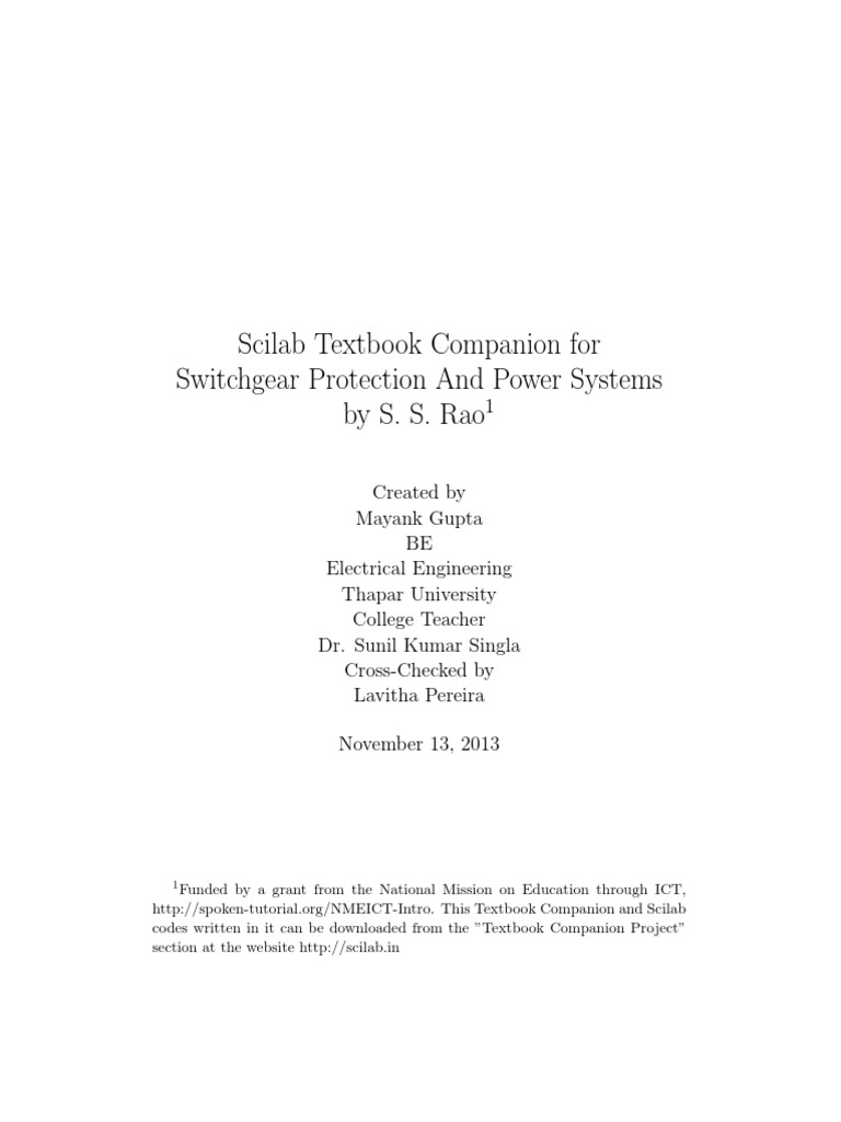 Switchgear Protection and Power Systems - S. S. Rao PDF | PDF | Ac ...