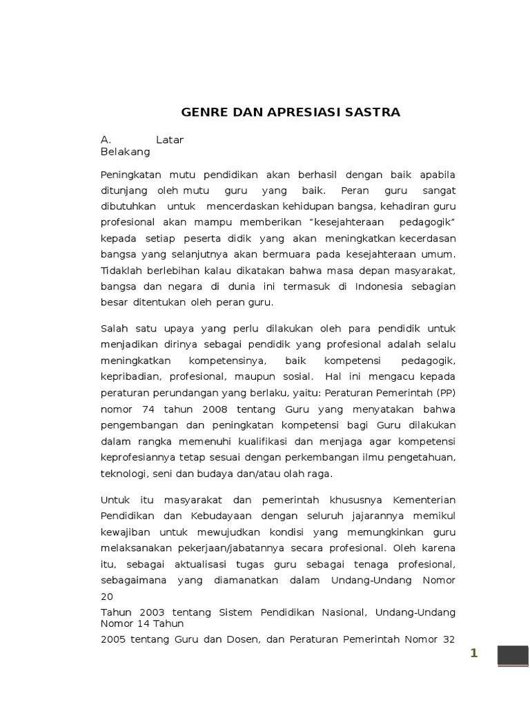 Genre Dan Apresiasi Sastra | PDF