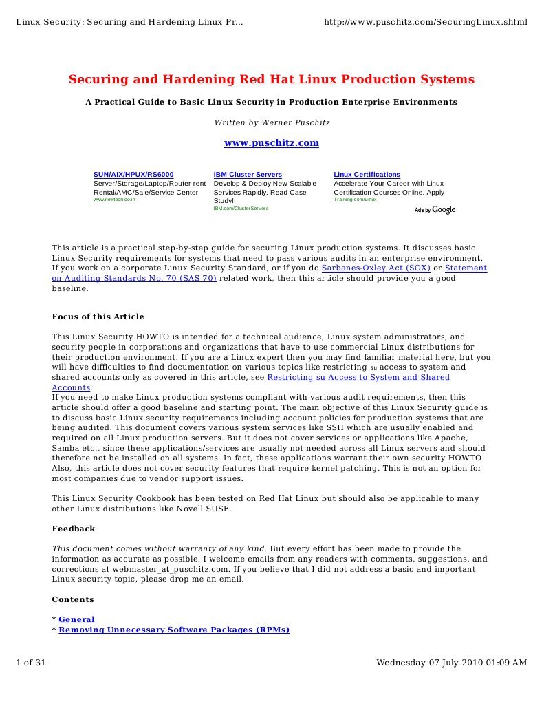 Hardening Linux System Pdf Secure Shell Port Computer Networking 2978