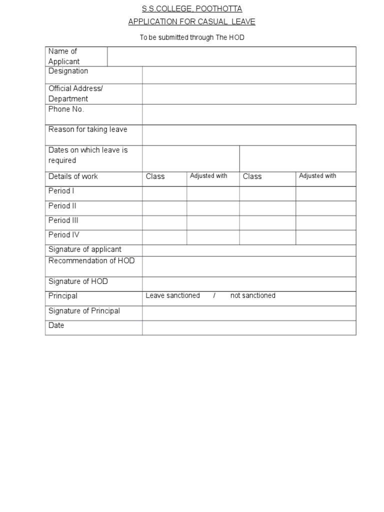 Leave Application Form | PDF