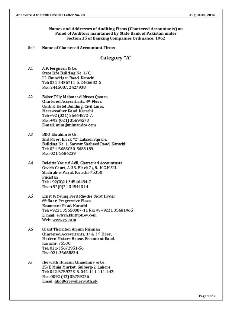 SBP Panel of Auditors | PDF