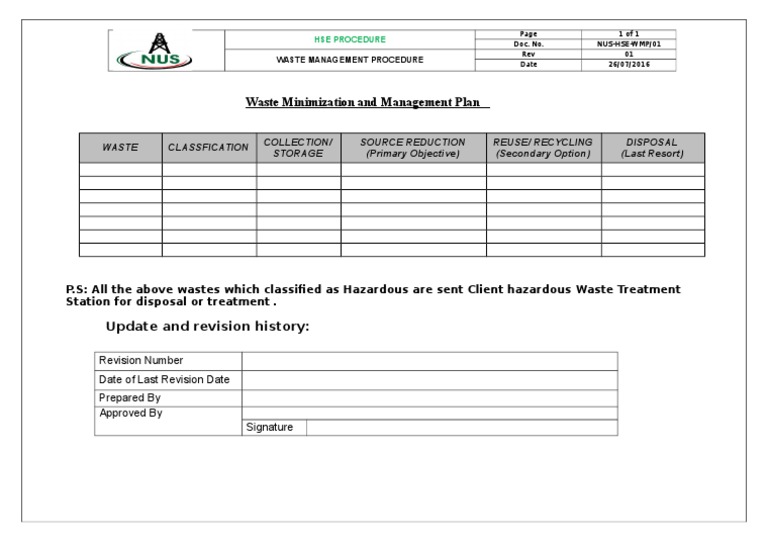 Waste Minimization Management Plan HSE-WMP | Download Free PDF | Waste ...