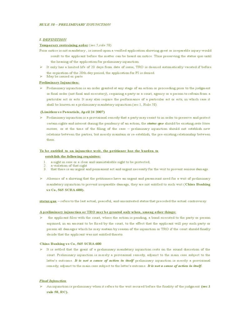 Preliminary Injunction | Writ Of Prohibition | Injunction