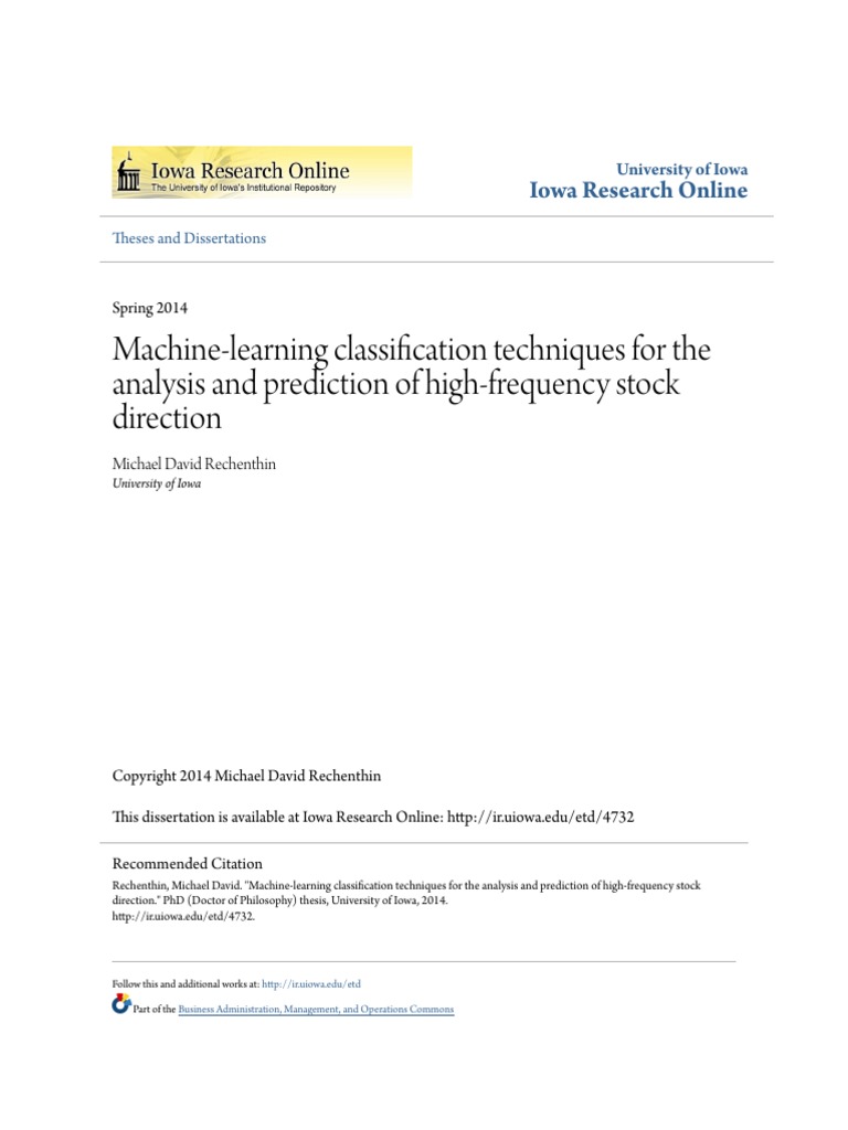 Machine-Learning Classification Techniques For The Analysis and P | PDF | Technical Analysis ...