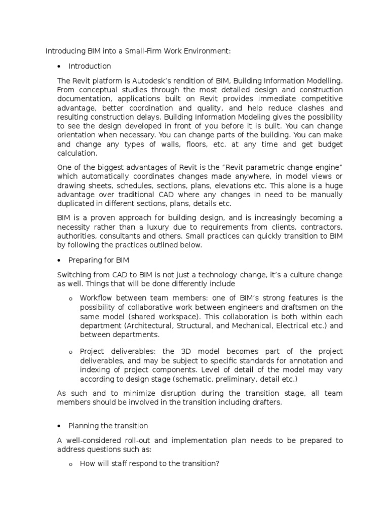 Introducing BIM Into A Small Engineering Firm