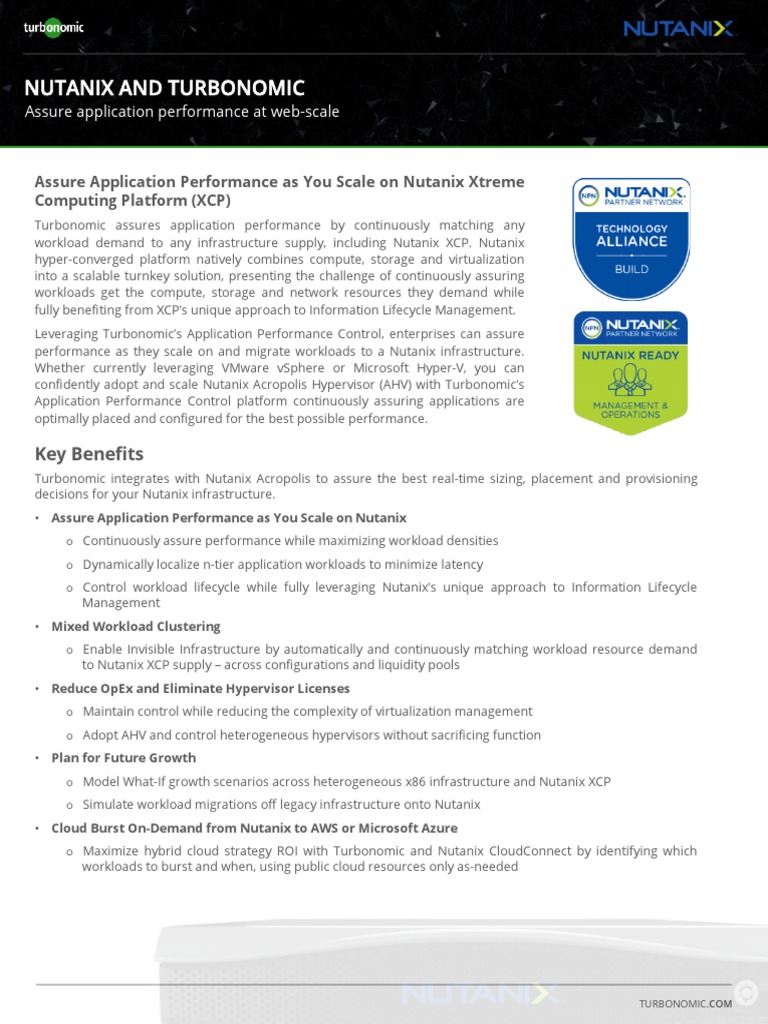 Turbonomic Nutanix Data Sheet | PDF | Cloud Computing | Computer Networking