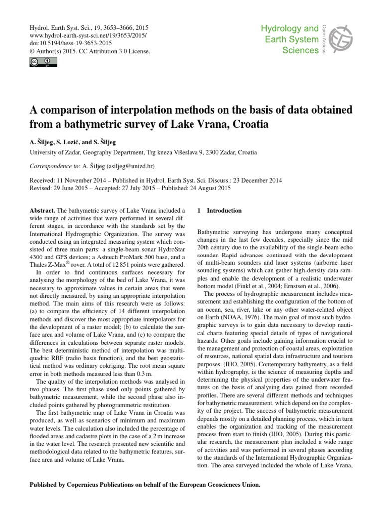 A Comparison of Interpolation Methods On The Basis of Data Obtained ...