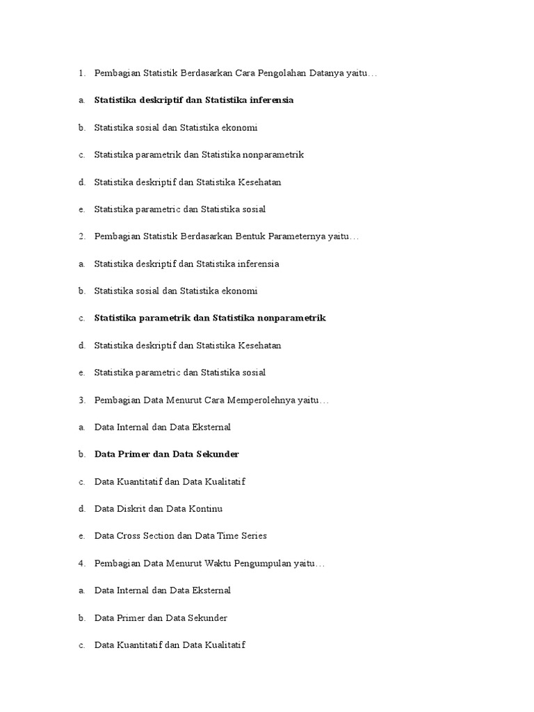 Pembagian Statistik Berdasarkan Cara Pengolahan Datanya Yaitu | PDF