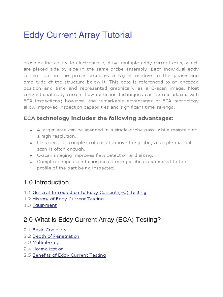 Eddy Current Array Tutorial | PDF | Inductor | Electromagnetic Induction