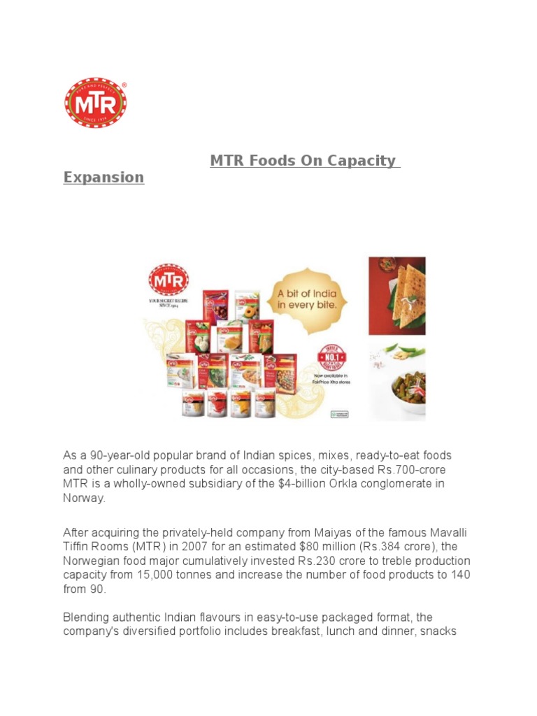 Why To Shop MTR Foods | PDF | Business