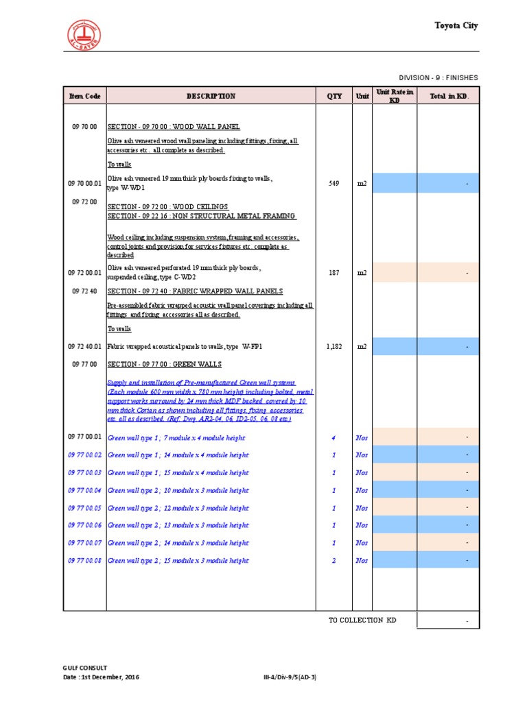 Green Wall BOQ | PDF | Framing (Construction) | Manmade Materials