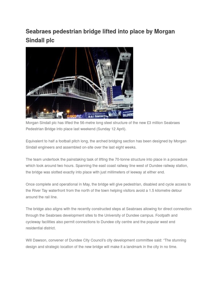 Seabraes Pedestrian Bridge Lifted Into Place by Morgan Sindall PLC ...