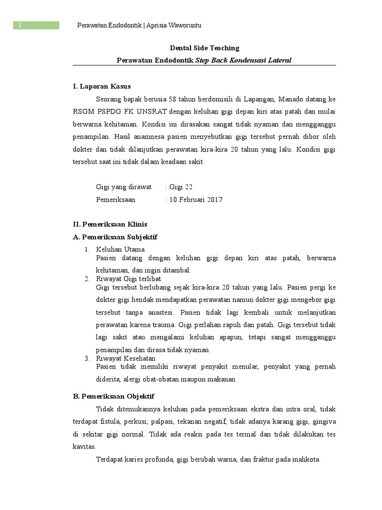 Teknik Step Back dalam Endodontik | PDF | Sains & Matematika ...
