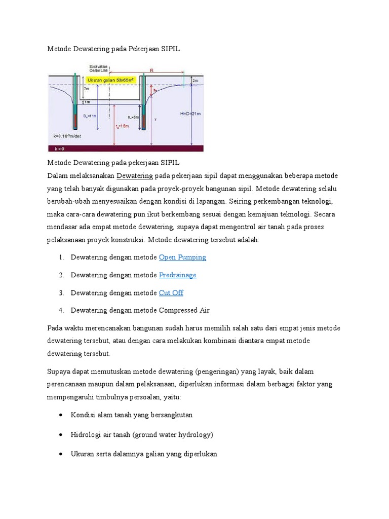 Metode Dewatering Pada Pekerjaan SIPIL | PDF