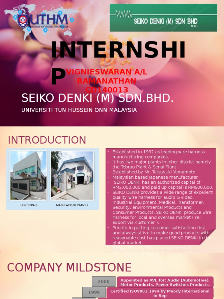 Internshi P: Seiko Denki (M) SDN - BHD | PDF | Manufactured Goods ...