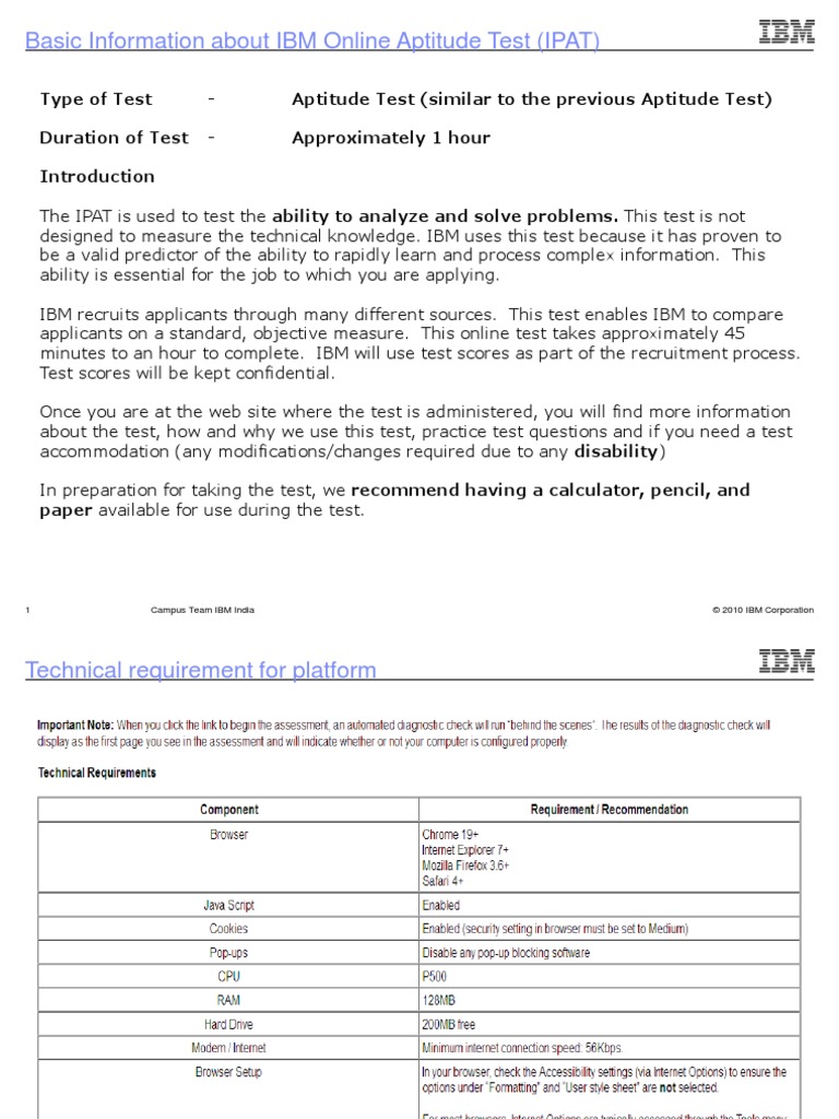 4627 IBM Online Aptitude Test IPAT | PDF | Test (Assessment) | Password