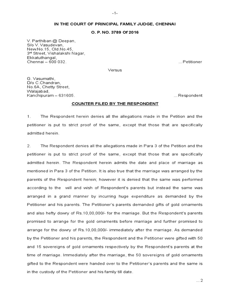 Fcop Counter Draft Vasumathi | PDF | Marriage | Social Institutions