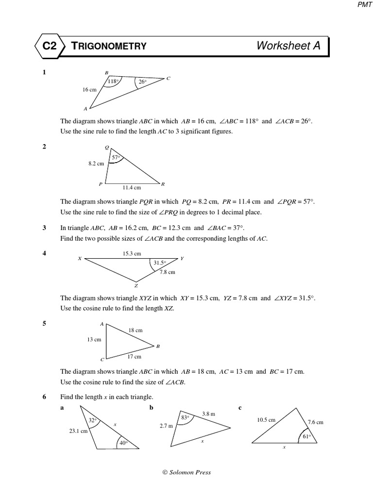 C2 Trigonometry - Questions | PDF | Trigonometric Functions | Sine