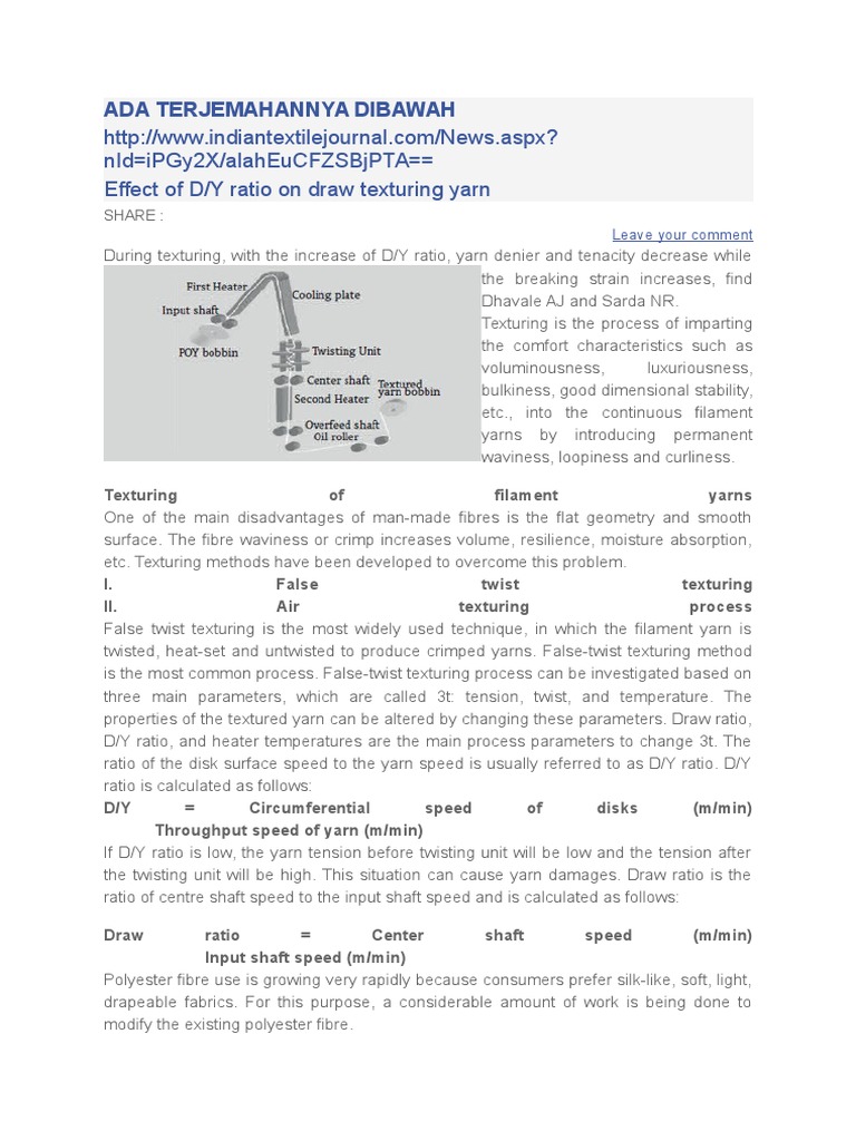 Effect of DY Ratio On DTY | PDF