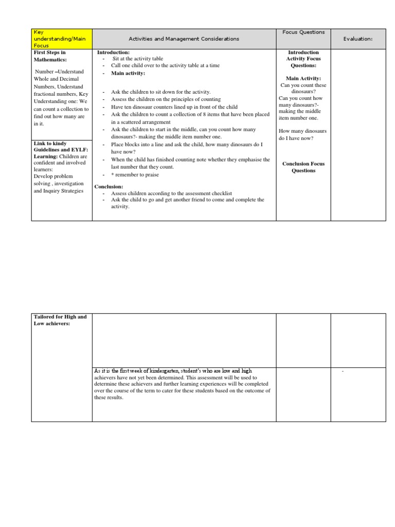 Kindergarten Counting Assessment Guide | PDF | Educational Assessment ...