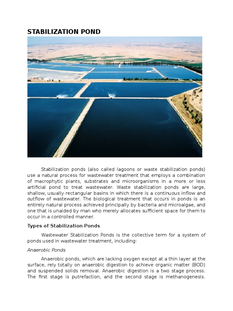 Stabilization Pond: Types of Stabilization Ponds | PDF | Sewage ...