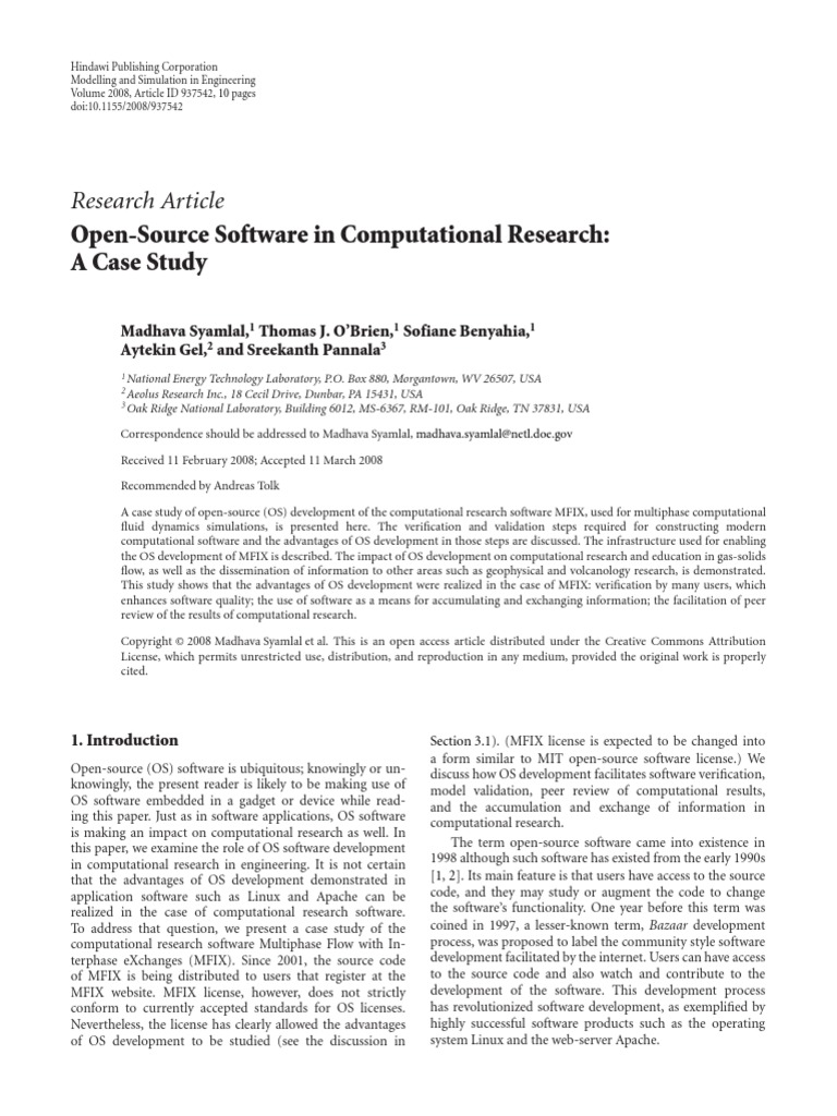 Research Article: Open-Source Software in Computational Research: A ...