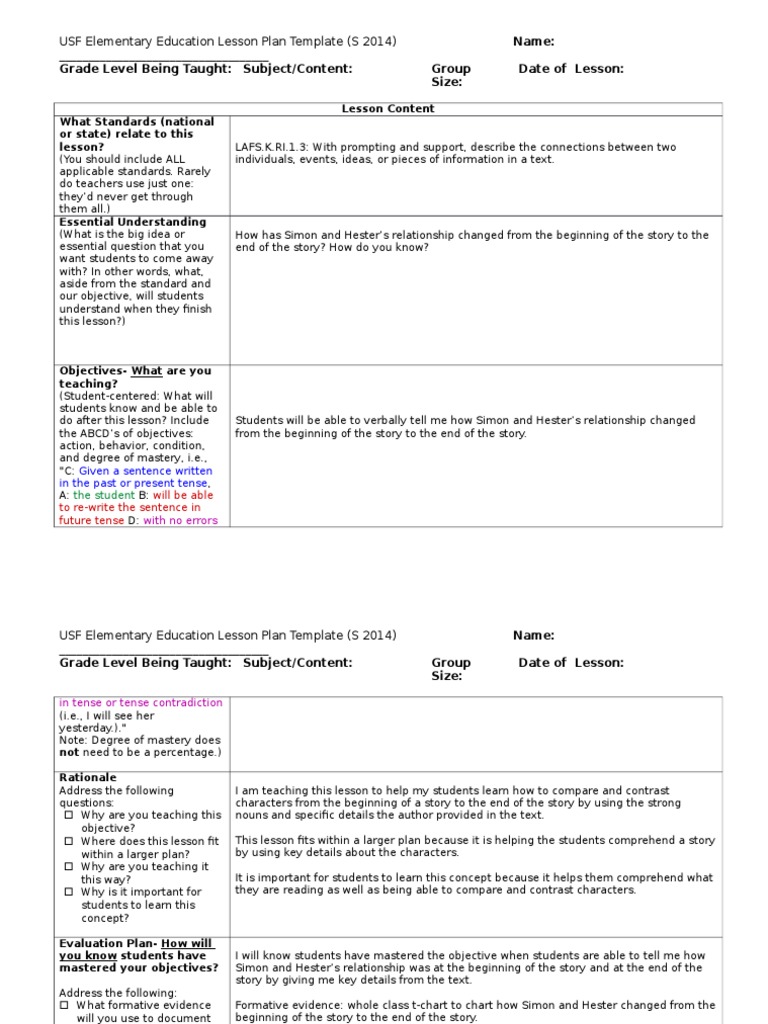 Simon and Molly Plus Hester Lesson Plan | PDF | Teaching Method ...