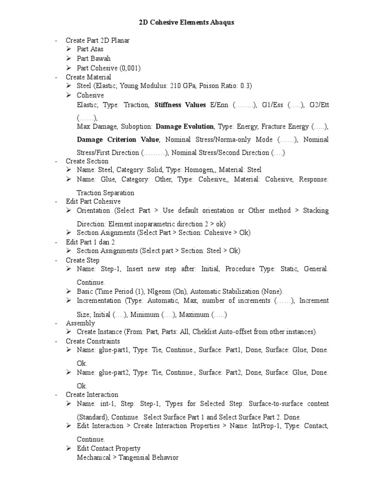 2D Cohesive Elements Abaqus | PDF | Elasticity (Physics) | Adhesive